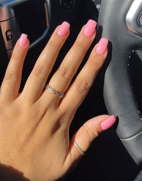 Natural Dip Nails Pink Powder Nails Pink Sparkle Nails Short