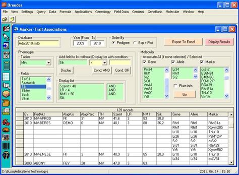 Screenshot Of Marker Trait Associations Example Download Scientific
