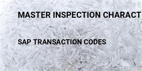 Master Inspection Characteristics Qm Tcode In Sap Transaction Codes List
