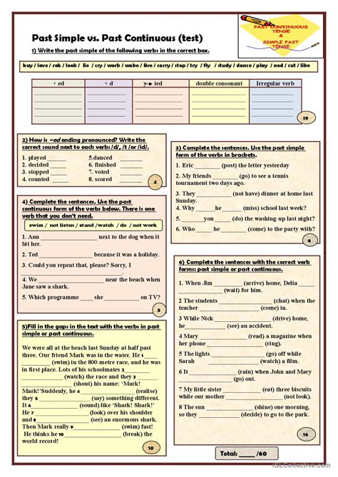 Past Simple Vs Past Continuous Text - Free Printable