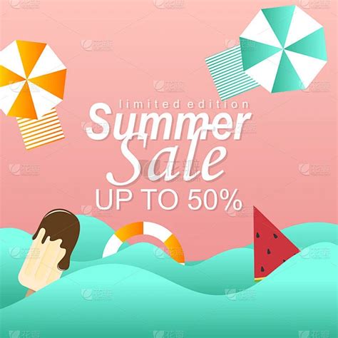 暑假背景与海滩推广素材 花瓣网