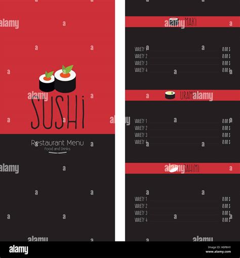 Sweet Suchi Menu Stock Vector Image And Art Alamy