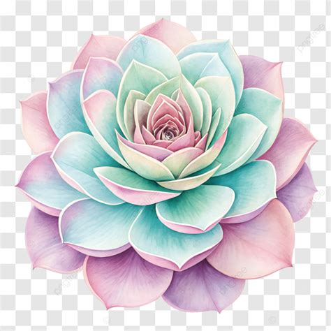 Beautiful Watercolor Succulent Flower In Soft Pastel Colors Flower