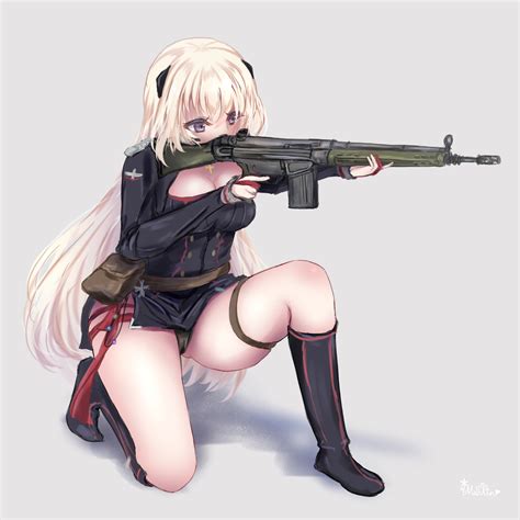 Martinreaction G3 Girls Frontline Girls Frontline Absurdres Highres 1girl Aiming
