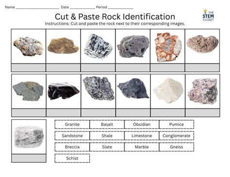 Rock Identification Cut And Paste By The Stem Closet Tpt