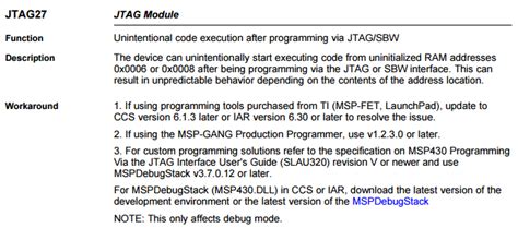 Msp430fr5969 Why Application Wont Run When Programmed Via Jtag When