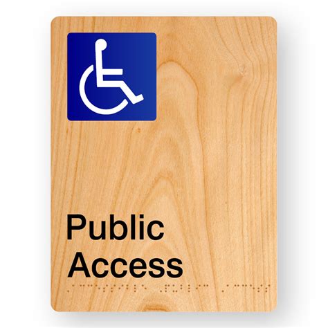 Accessible Public Access Braille Sign In Portrait Woodgrain Acrylic