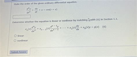 Solved State The Order Of The Given Ordinary Differential