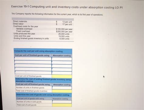 solved exercise 19 1 computing unit and inventory costs