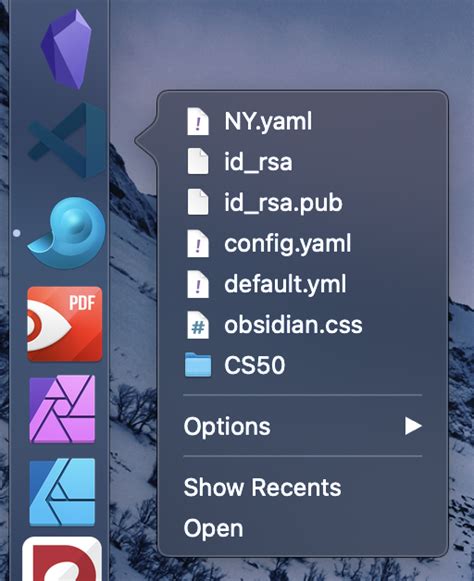 Trivial Feature Request For MacOS Recent Files Etc In Dock Menu Feature Requests Obsidian