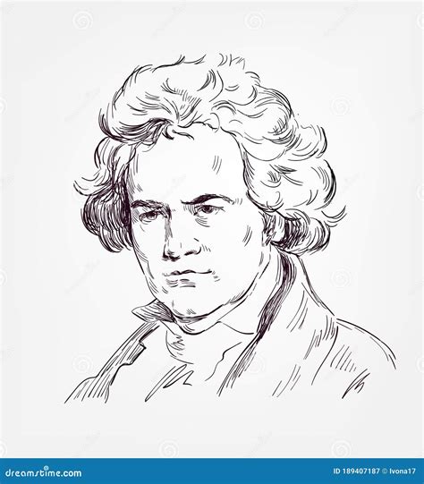 Ludwig Van Beethoven Vector Sketch Portrait Famous Editorial