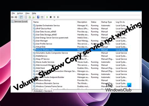 VSS Error Unexpected Error Calling Routine CoCreateInstance