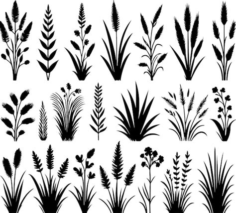 Grass Silhouette Vector Grass Icon Vector Logo Design Template