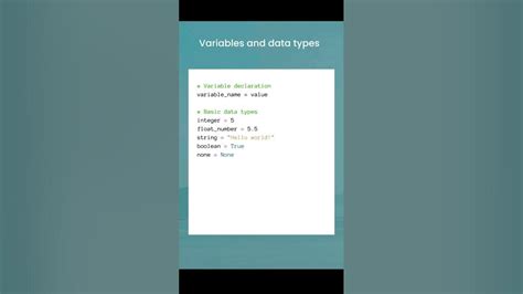 Variables Declaration And Data Types In Pythonytshorts Shorts Python