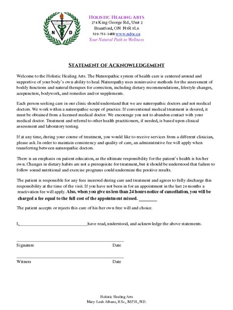 Fillable Online Fillable Online Ndoc Statement Of Acknowledgement Fax Email Print Pdffiller