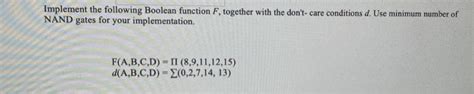 Solved Implement The Following Boolean Function F Together