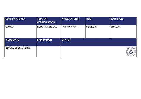 Sopep Approval International Maritime Bureau