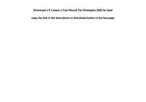 Ppt Download J K Lasser S Year Round Tax Strategies 2003 For Ipad