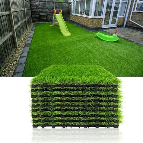 Interlocking Artificial Grass Turf Tiles Safe And Easy To Clean