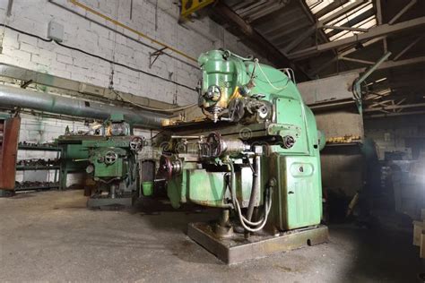 Very Old Cnc Machine For Processing Metal Parts Retro Style Stock