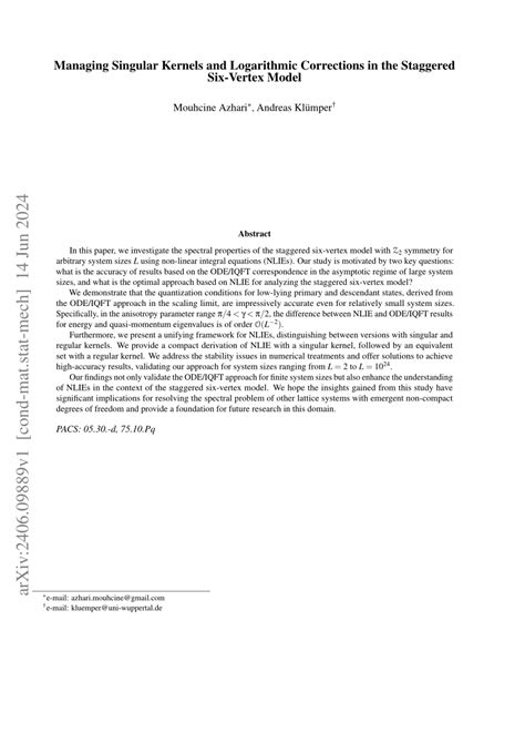 Pdf Managing Singular Kernels And Logarithmic Corrections In The