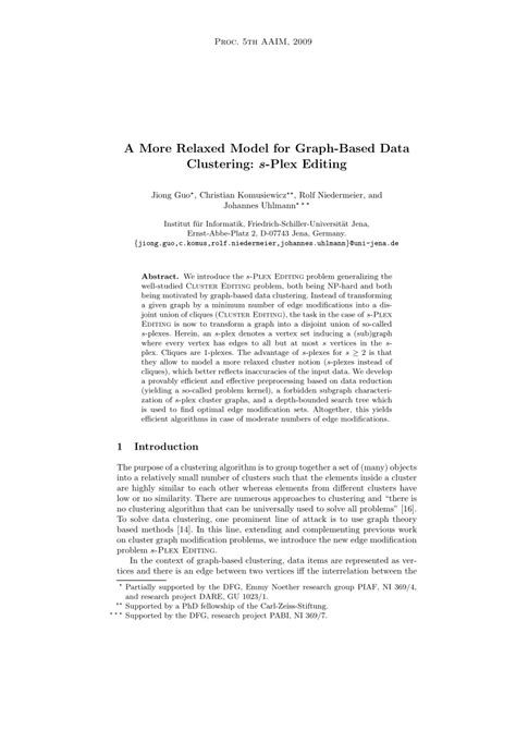 Pdf A More Relaxed Model For Graph Based Data Clustering S Plex Editing