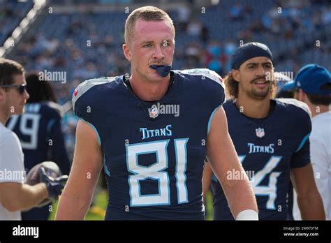 Tennessee Titans Tight End Josh Whyle 81 Before An Nfl Football Game Against The Seattle