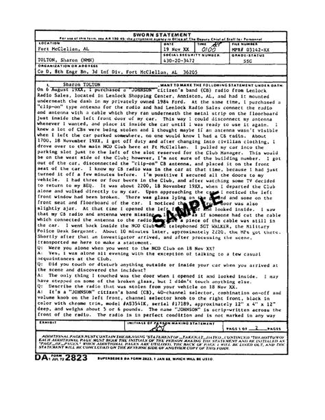 Figure 3 3 Da Form 2823 Front