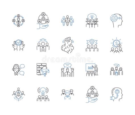 Collaborative Partnership Line Icons Collection Synergy Alliance Unity Teamwork Cooperation