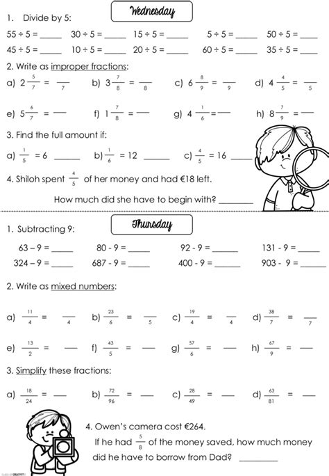 6th Class Maths Homework Sheets For The Entire School Year Class Of