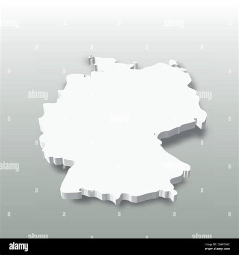 Germany White 3d Silhouette Map Of Country Area With Dropped Shadow