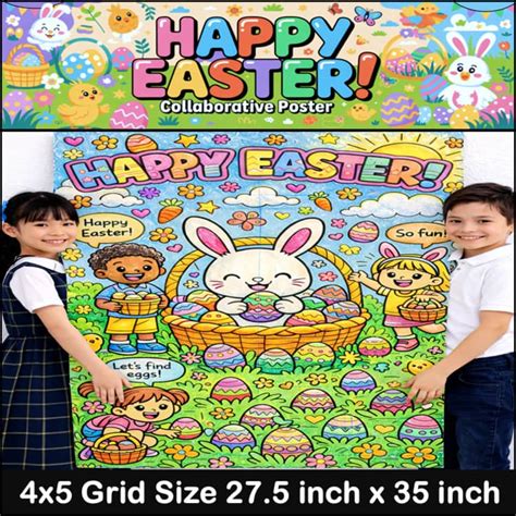 Happy Easter Collaborative Poster Easter Egg Coloring Classroom Activity