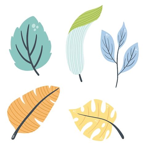 Premium Vector Cute Leaves Hand Drawn Colorful