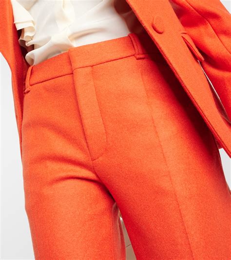 Felted Wool And Cashmere Jersey Flared Pants In Orange Chloe Mytheresa