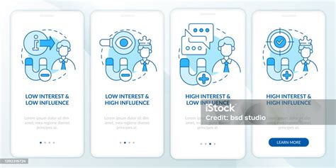 Stakeholder Mapping Blue Onboarding Mobile App Screen Stock
