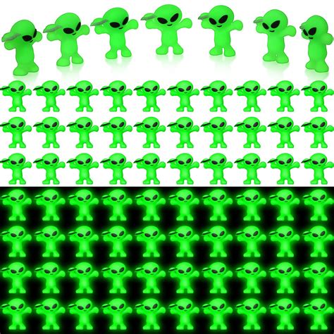 Croblissful 50 Pcs Mini Alien Figures Glow In The Dark Space Ship Tiny