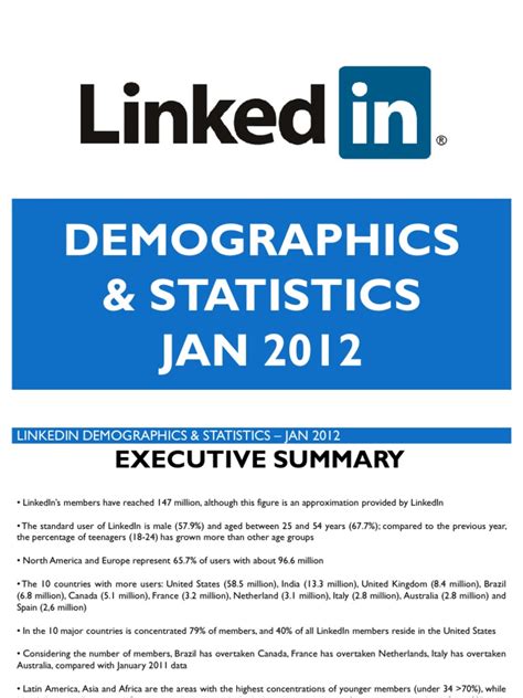 Linkedin Demographics And Statistics Jan 2012 Download Free Pdf