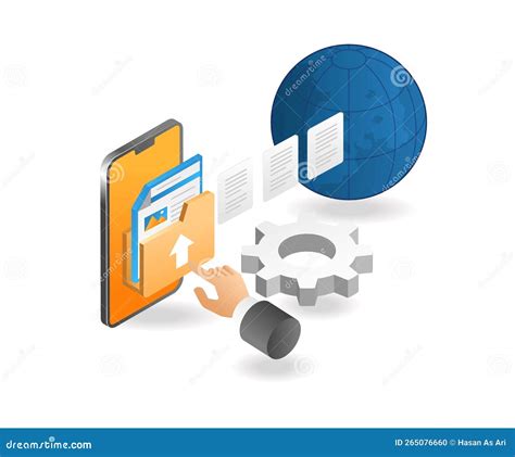 Flat Isometric 3d Flat Illustration Of Data Sending Process Stock