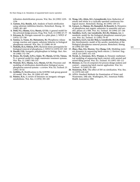 2000 Simulation Of Sequential Batch Reactor Sbr Operation For