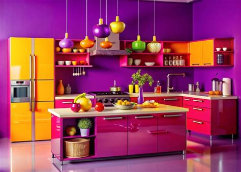 Abstract Modern Kitchen Design Layout Premium Ai Generated Image