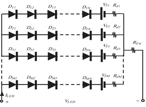 equivalent circuit of leds array connected with common external