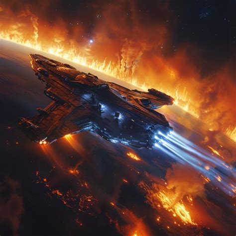 Free Fiery Spacecraft Descent Photo Spacecraft Flames Descent Download At Stockcake