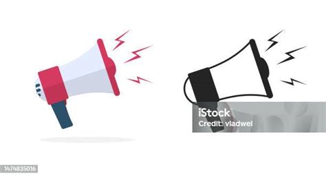 시끄러운 스피커 메가폰 아이콘 벡터 픽토그램 간단한 블랙 화이트 그래픽과 평면 만화 레드 확성기 불혼 발표 기호 실루엣 클립 아트 이미지 그림 휴대용 마이크에 대한 스톡