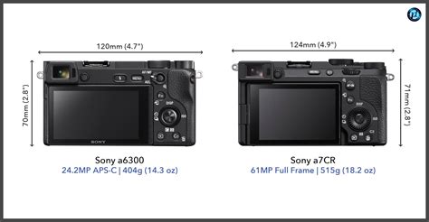 Sony A6300 Vs Sony A7cr Specifications Comparison