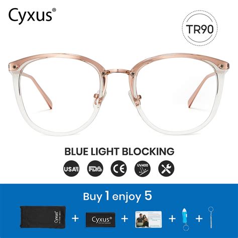 Cyxus Round Frame Eyeglasses Anti Blue Ray Computer Spectacle Men