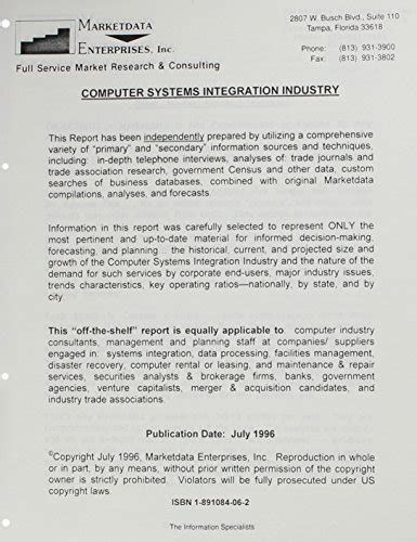 The Computer Systems Integration Market Marketdata Enterprises Inc 9781891084065 Abebooks