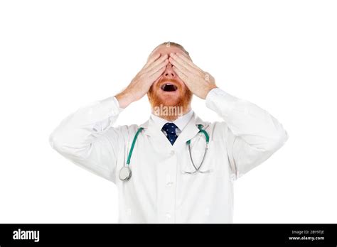 Redhead Doctor With A Medical Gown Isolated On A White Background Stock Photo Alamy