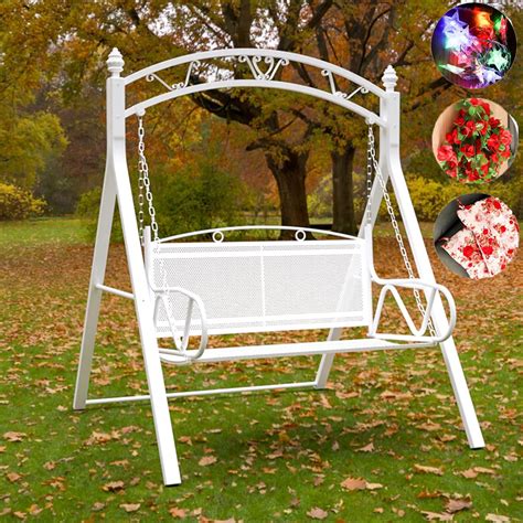 Upgraded Metal Patio Porch Swing With A Frame Stand Heavy Duty Metal Hanging Porch