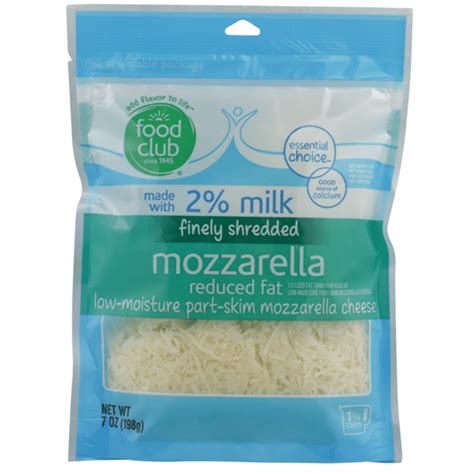 Food Club Reduced Fat Low Moisture Part Skim Mozzarella Finely Shredded