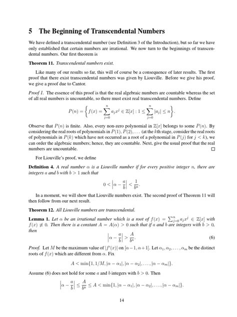 5 The Beginning Of Transcendental Numbers Pdf Mathematical Analysis